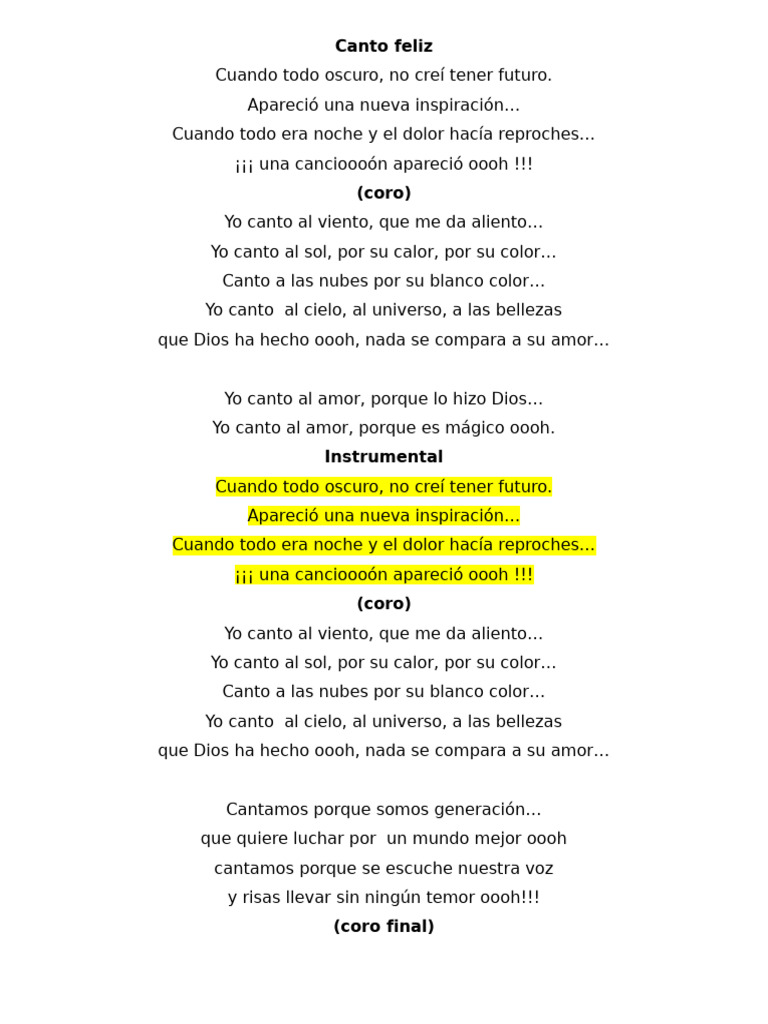Canto Feliz: Letra Inspiradora | PDF