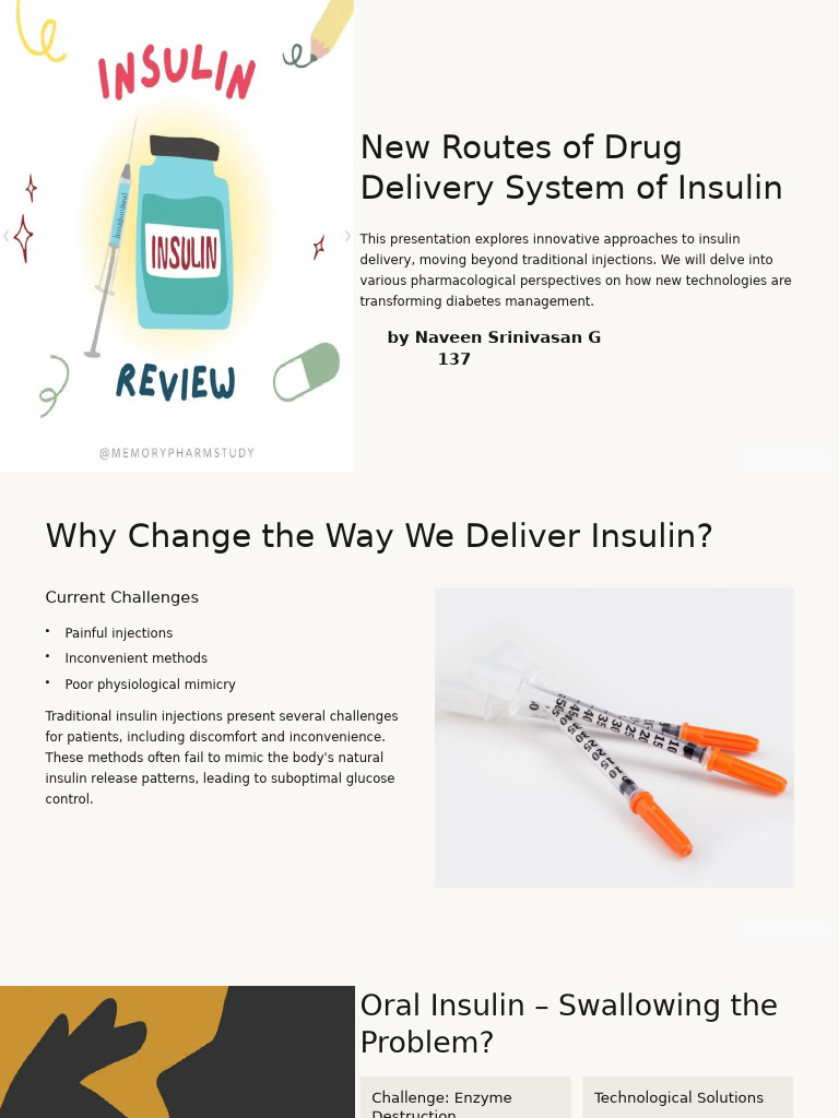 New Routes of Drug Delivery System of Insulin | PDF | Insulin | Medical ...