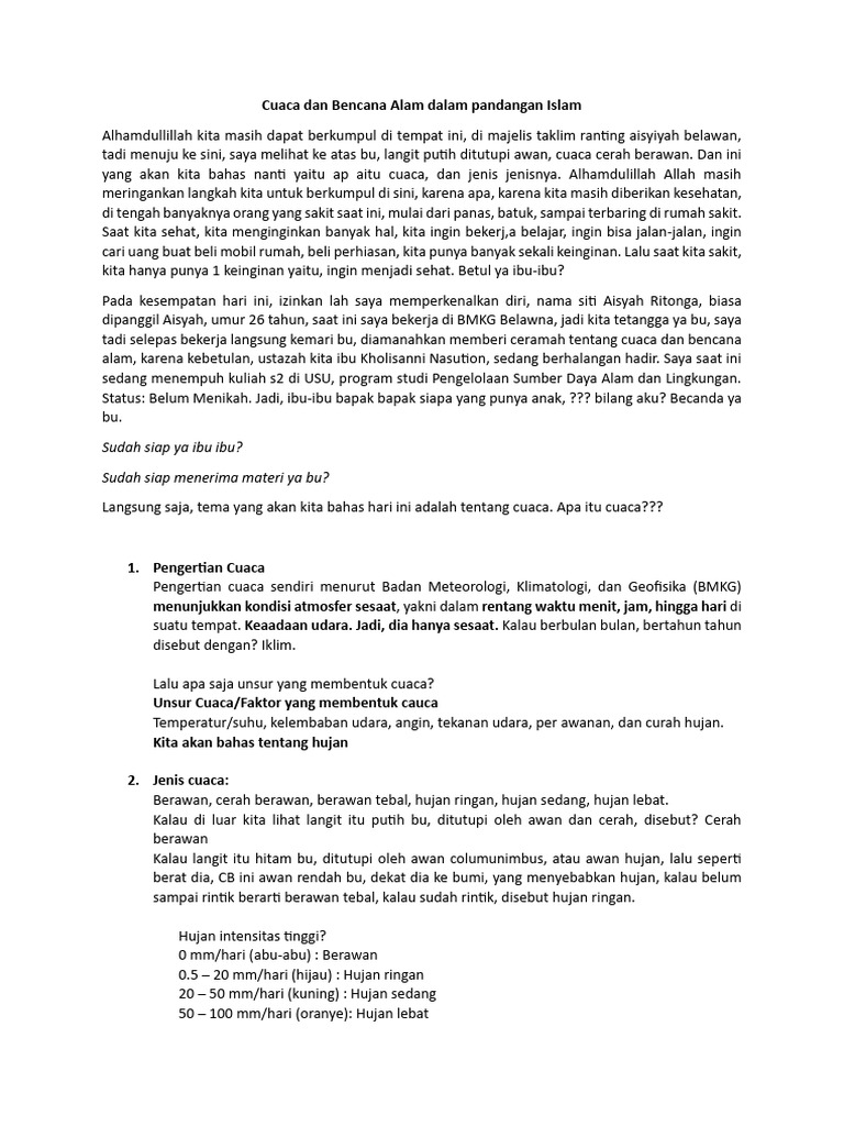 Materi Cuaca Dan Bencana Lengkap | PDF