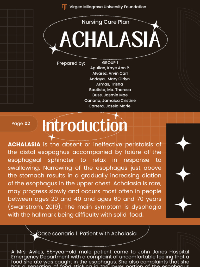 Achalasia NCP Group 1 | PDF | Esophagus | Diseases And Disorders
