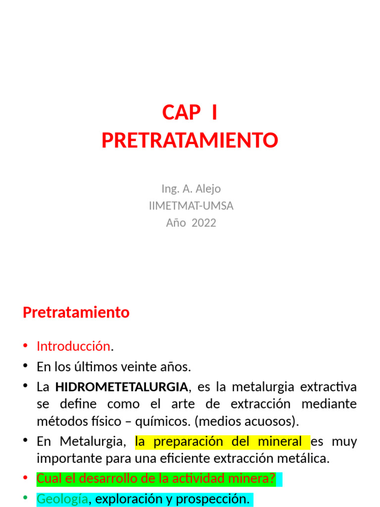 Cap I Pretrat-2021 Hidro | PDF | Metalurgia | Minería