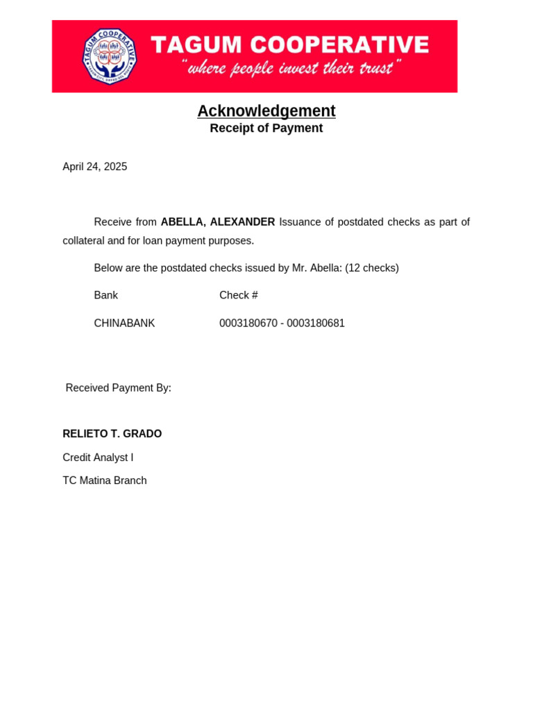 Acknowledgement - May Abella | PDF