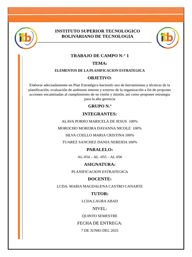 Tarea Virtual 1 Grupal P. Estrategica | PDF | Business | Planificación