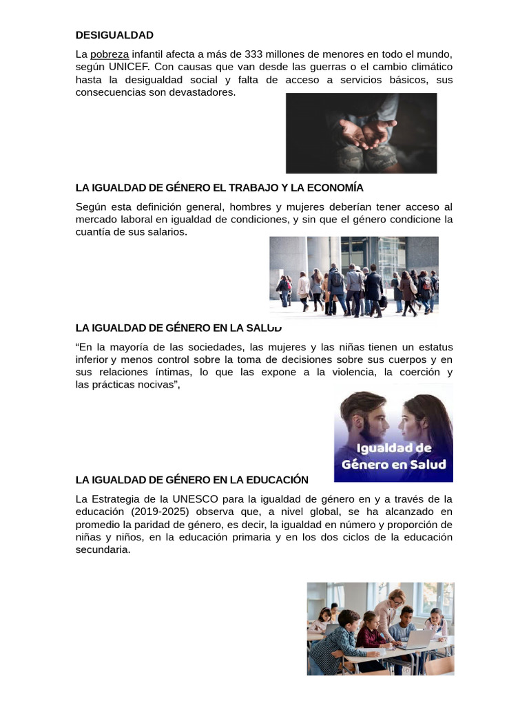 Desigualdad y sus Efectos Globales | PDF | Igualdad de género ...