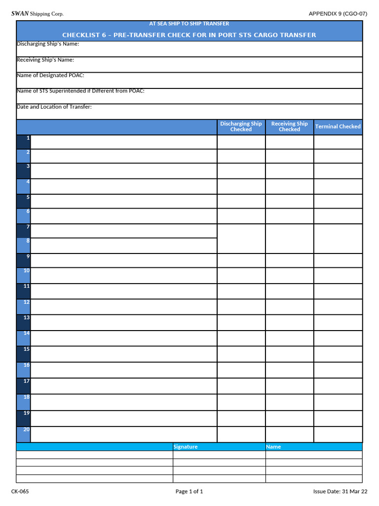 CK-065 STS Checklist 6 | PDF