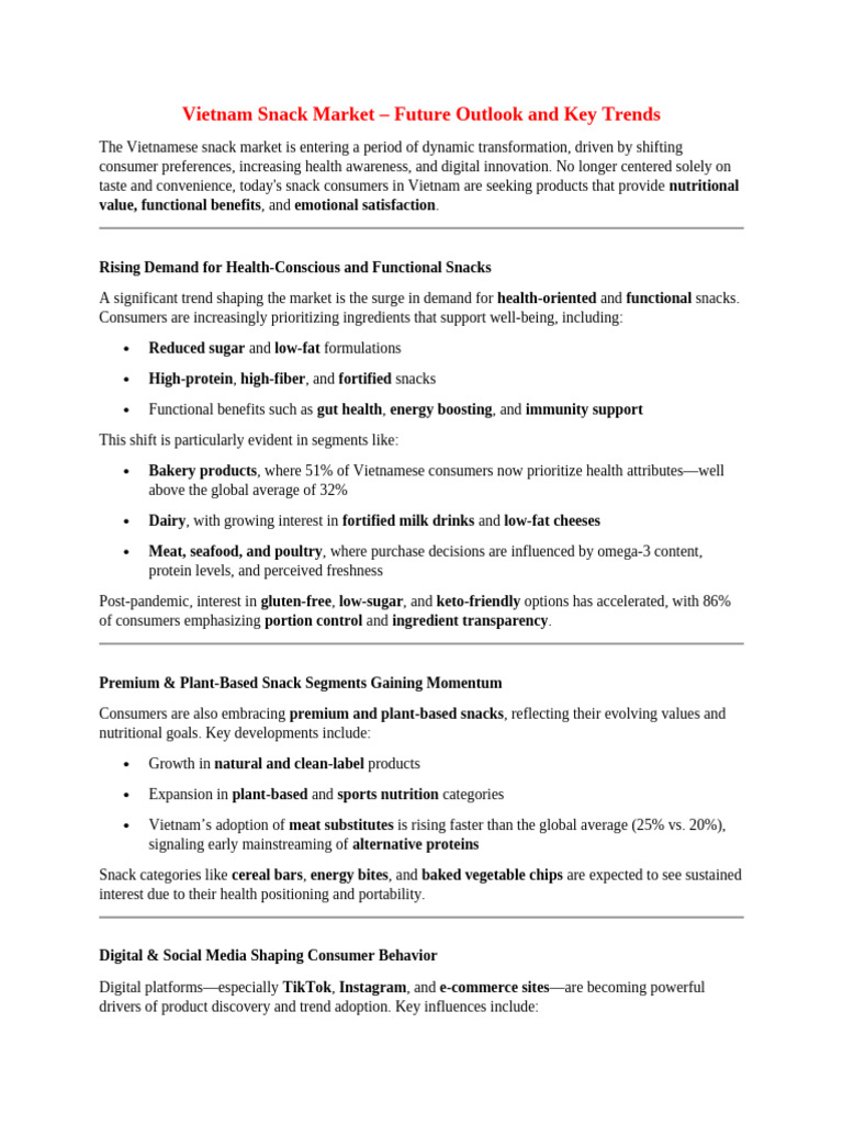 VN Snack Market Forecast | PDF | Sugar | Diet & Nutrition