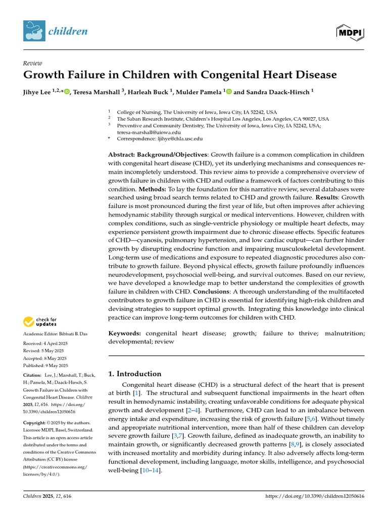 Growth Failure in Children With Congenital Heart Disease 2025 | PDF ...