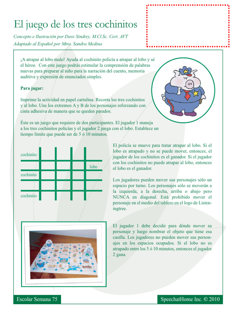 Juego de Los Tres Cochinitos (Aumentar Vocabulario) | PDF | Juegos de ...