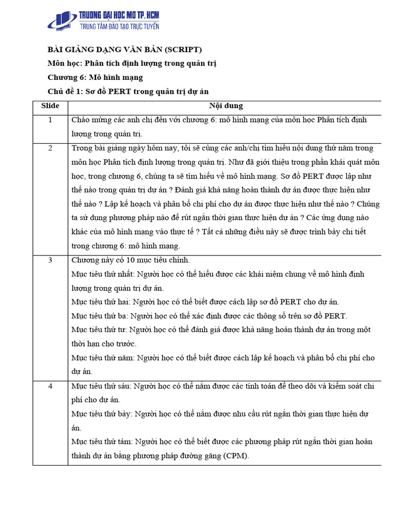 Bài Gi NGD NGV NB N (Script) Môn H C: Phân Tích NHL NG Trong Qu NTR CH NG 6: Mô Hình M NG CH 1 ...