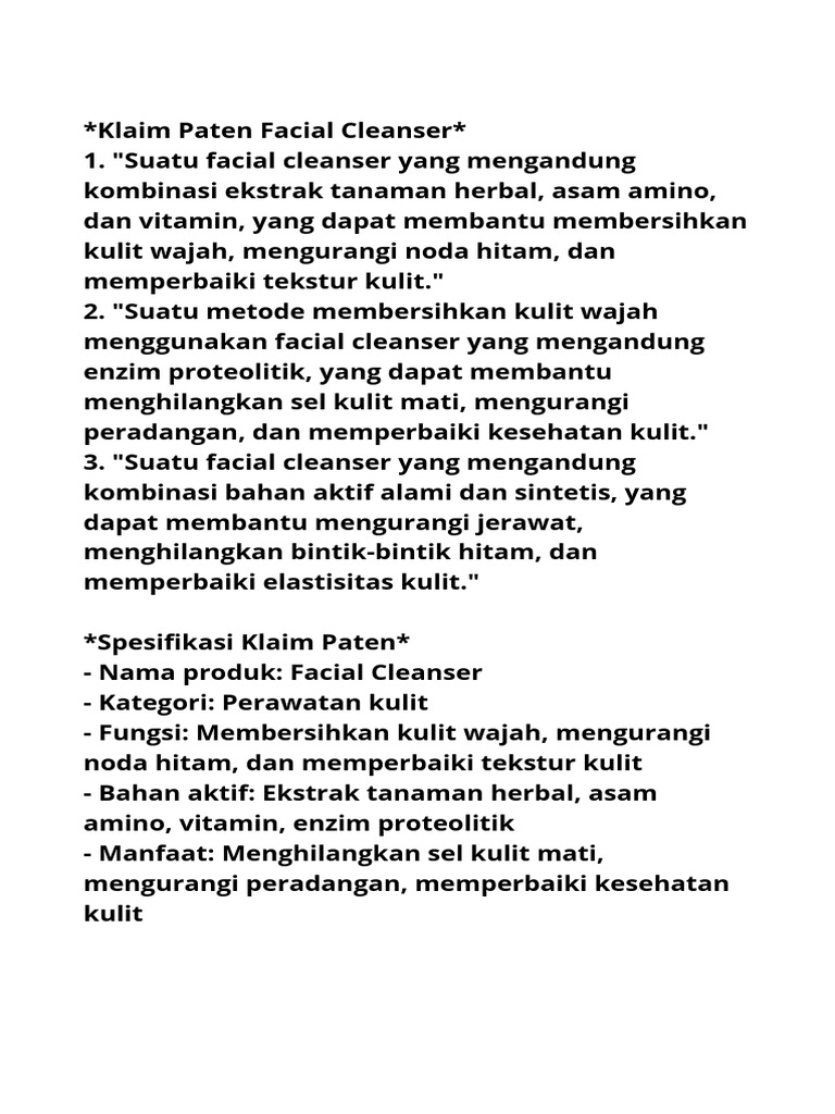 Klaim Paten Produk Perawatan Kulit | PDF