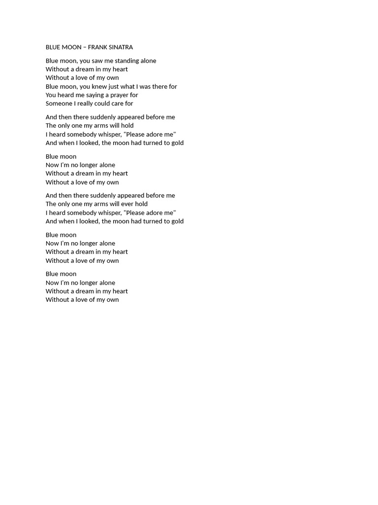 Blue Moon - Frank Sinatra | PDF