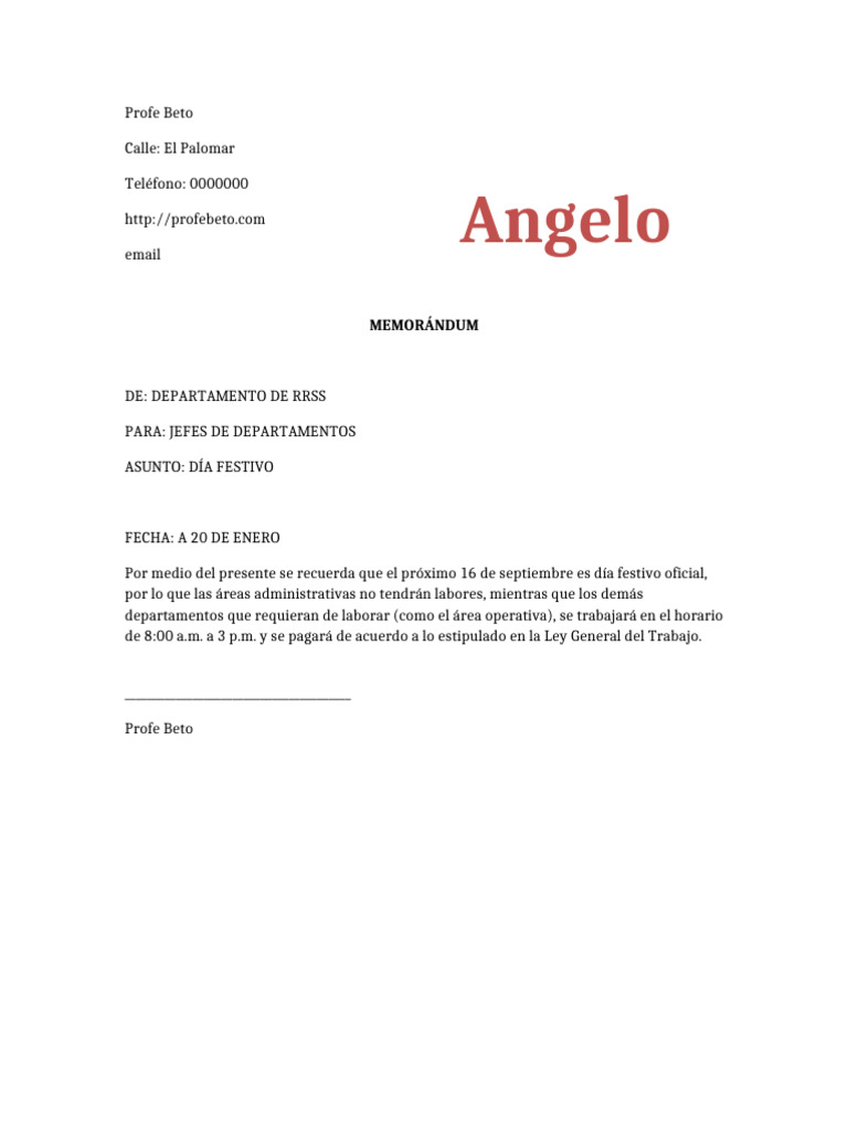 Memorandum Profe Beto | PDF