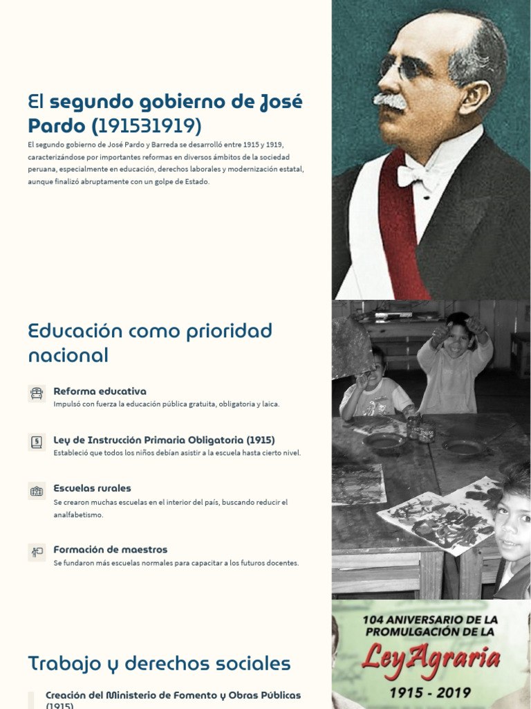 El Segundo Gobierno de Jose Pardo 1915 1919 PDF | PDF | Perú ...