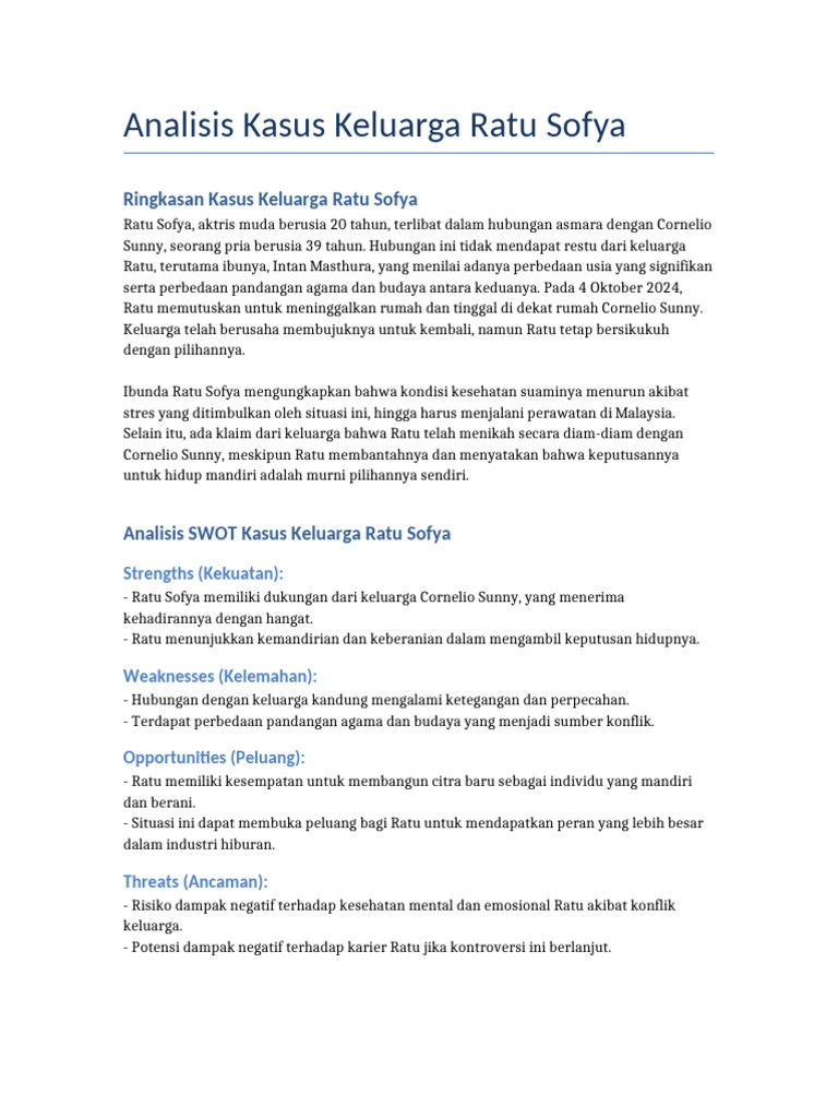 Analisis Kasus Keluarga Ratu Sofya | PDF