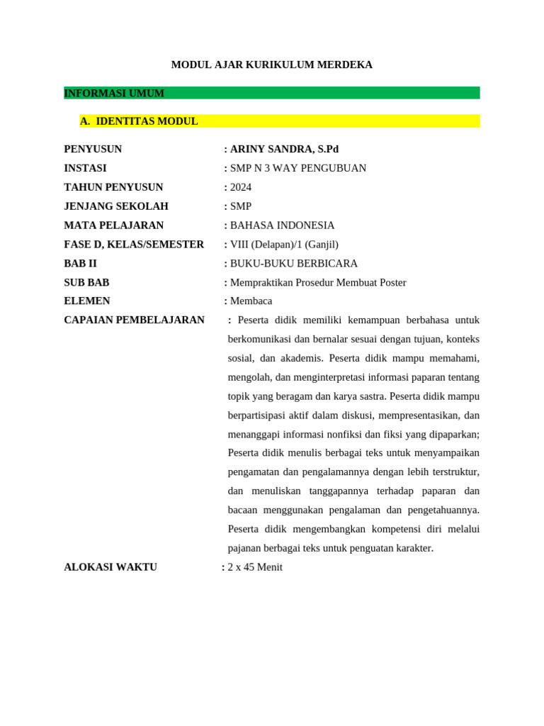 Modul Ajar Kurikulum Merdeka | PDF