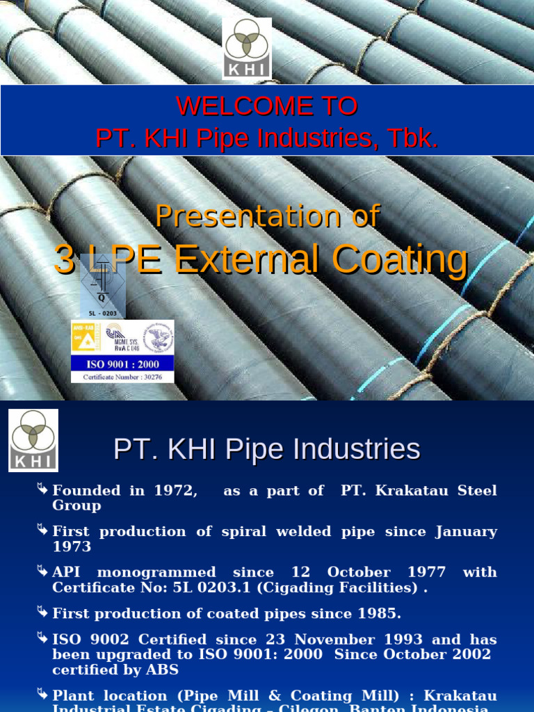 Presentasi Coating 29 Nop | PDF | Pipe (Fluid Conveyance) | Coating
