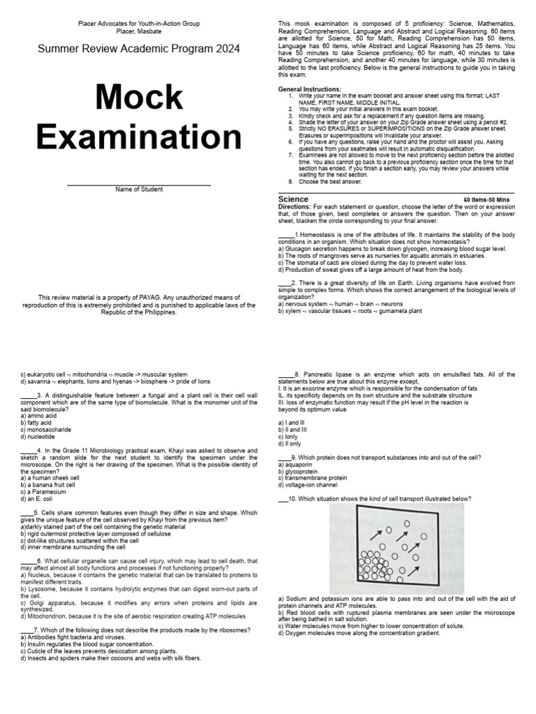 3rd Mock Exam | PDF | Friction | Chemical Bond