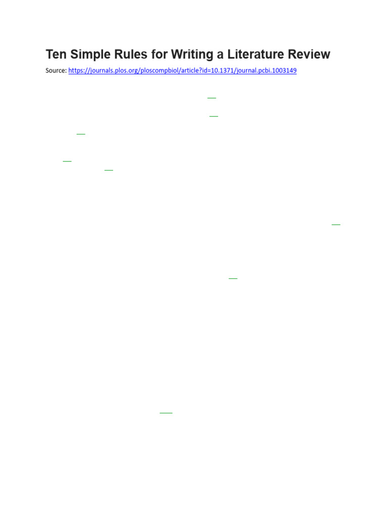 10 Essential Rules for Literature Reviews | PDF | Classroom Management ...