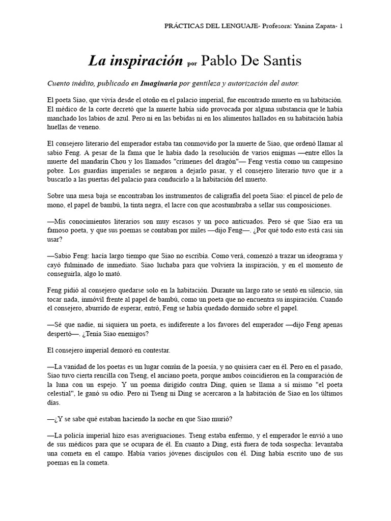 La muerte del poeta Siao: un misterio literario | PDF
