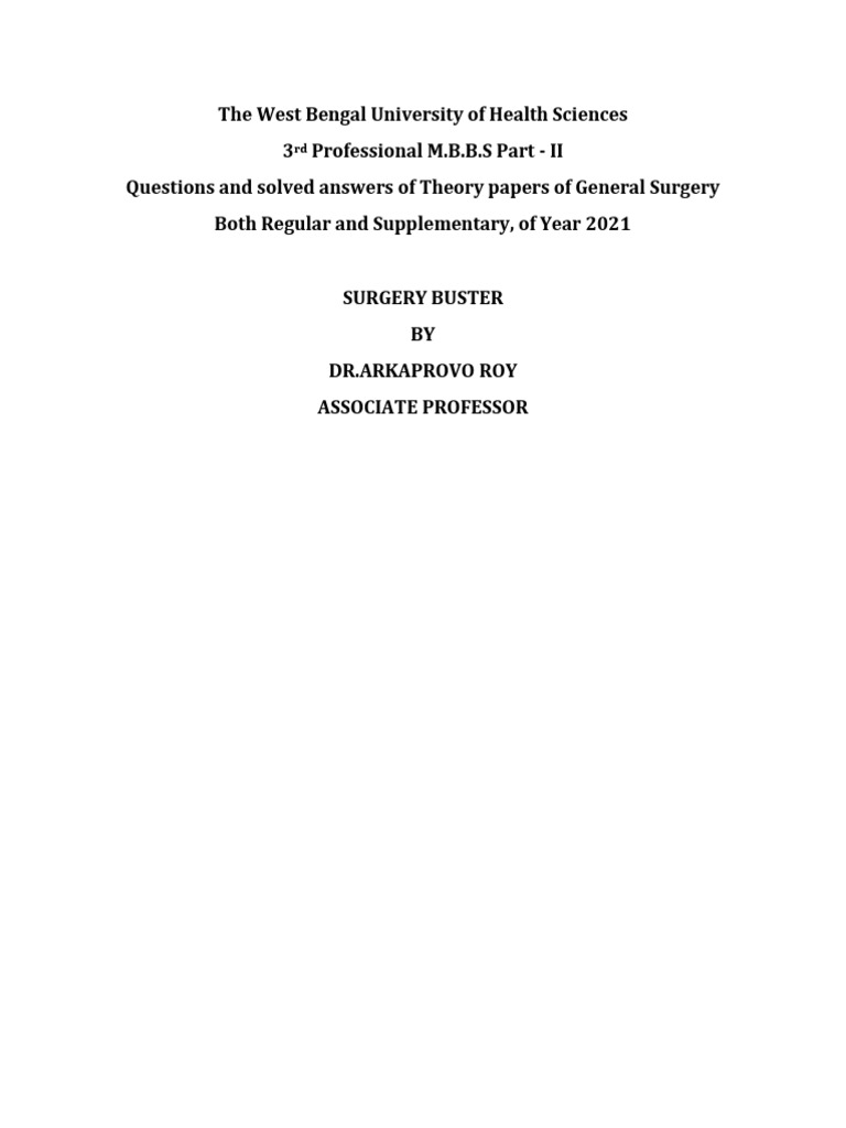 Surgery Q A of 1st and 2nd P Both Regular and Supple 2021,22,23 Final ...