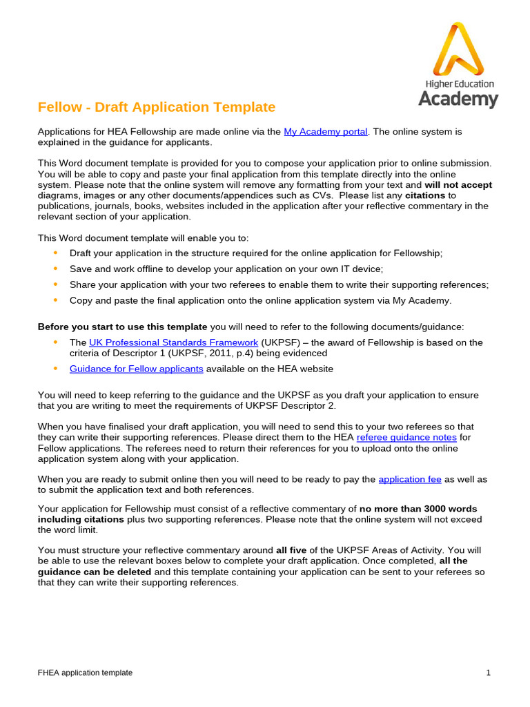 HEA Fellowship Application Template | PDF | Human Communication | Learning
