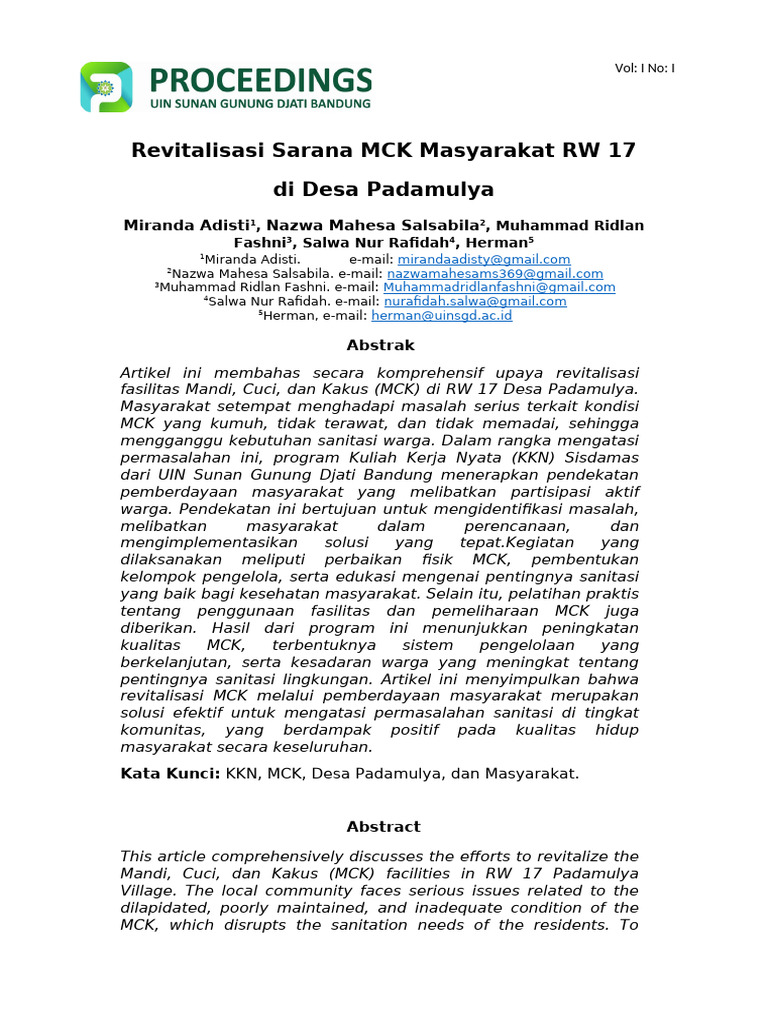 Laporan Artikel KKN - Revitalisasi MCK | PDF
