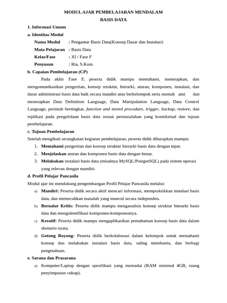 Deep Learning Pengantar Basis Data (Konsep Dasar Dan Instalasi) | PDF