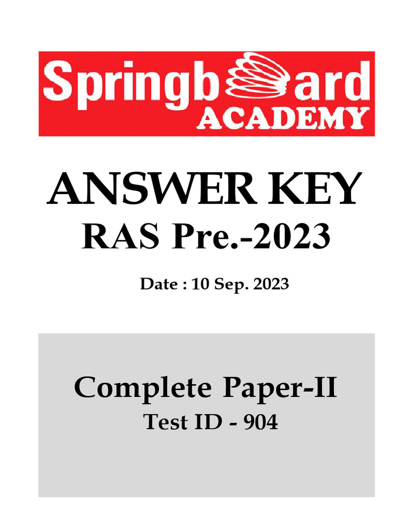 Answer Key: RAS Pre.-2023 | PDF