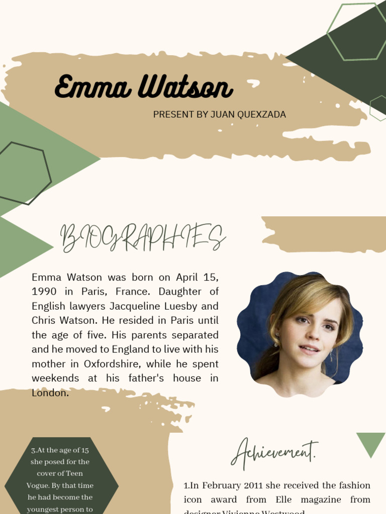 Emma Watson: Biography and Achievements | PDF