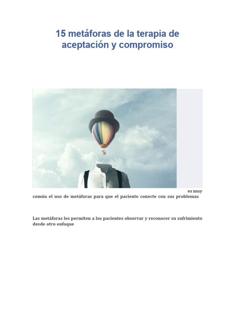 15 Metáforas en Terapia ACT | PDF | Psicoterapia | Sufrimiento
