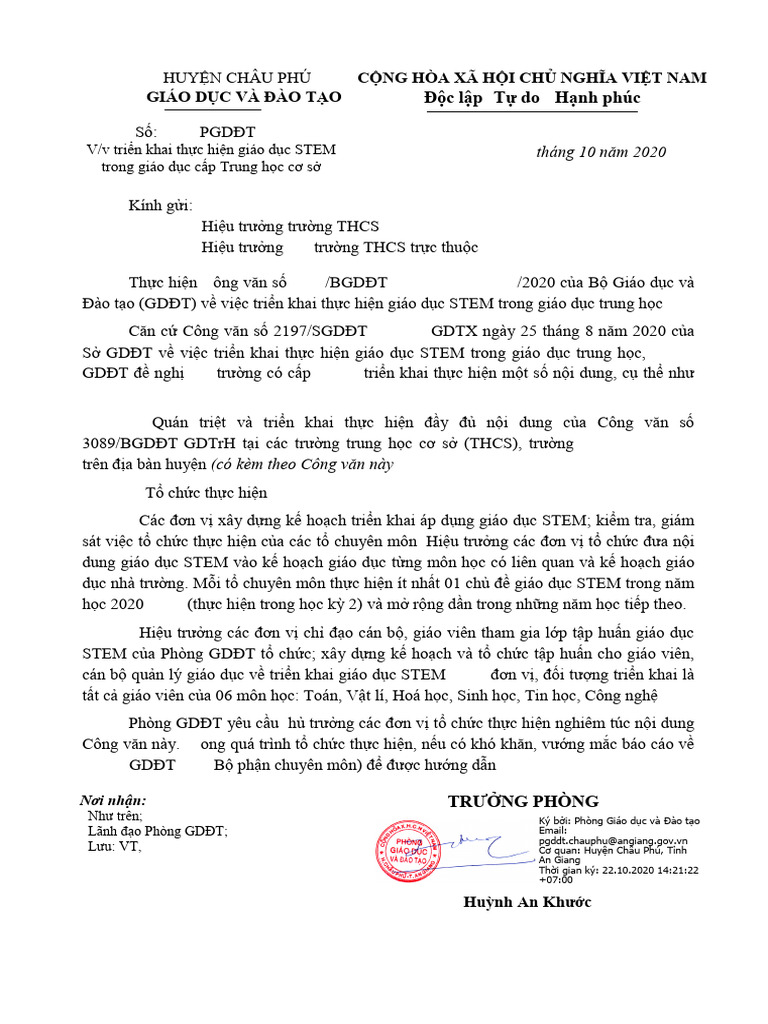 860trien Khai Giao Duc Stem Trong GD Cap Thcs | PDF