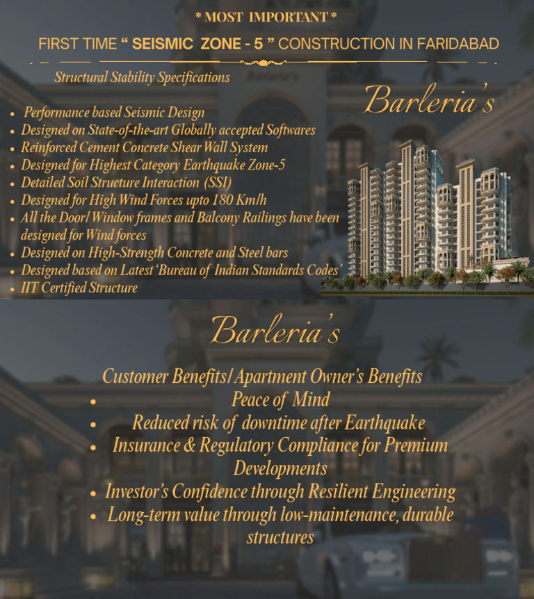 Barleria's Seismic Zone-5 Construction | PDF