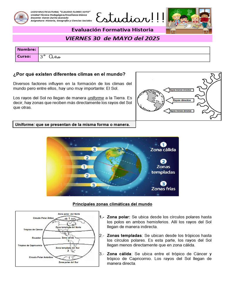EV. FORMATIVA 3° Historia MAYO 2 | PDF | Clima | Clima templado