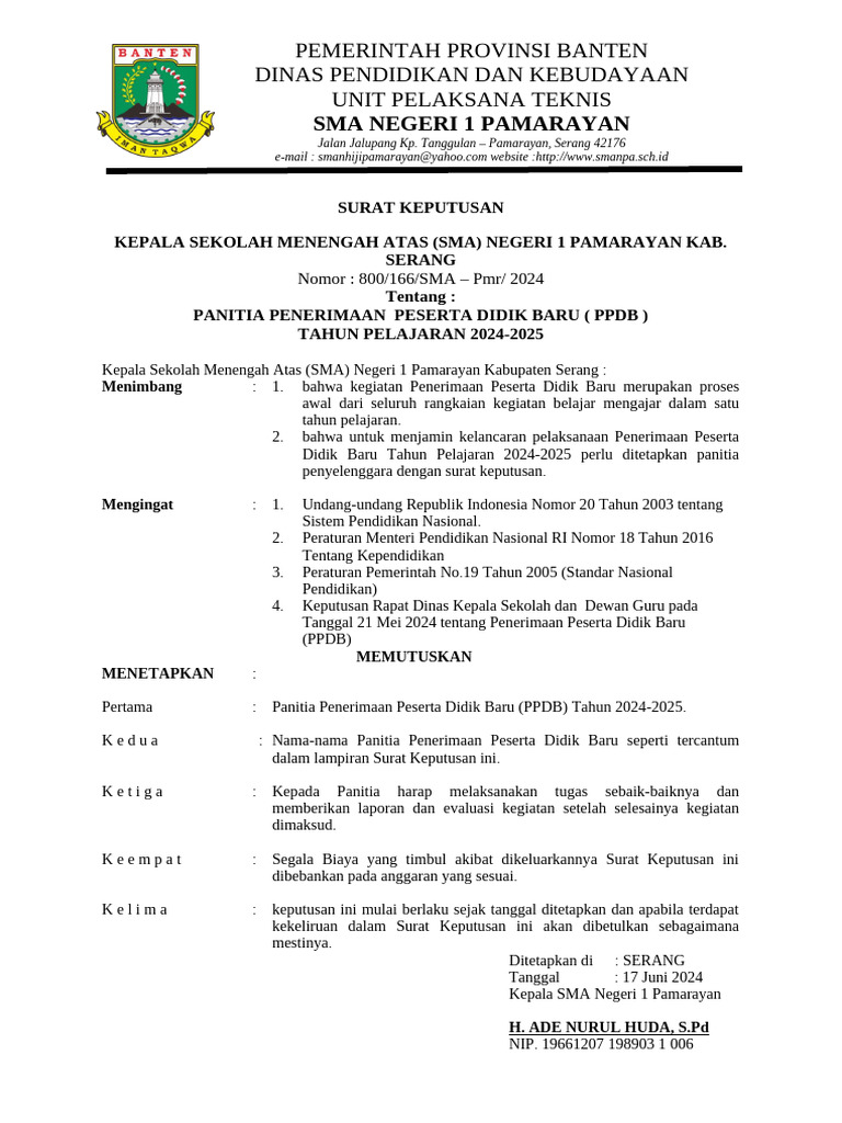 SK Panitia-Ppdb - 2024 | PDF