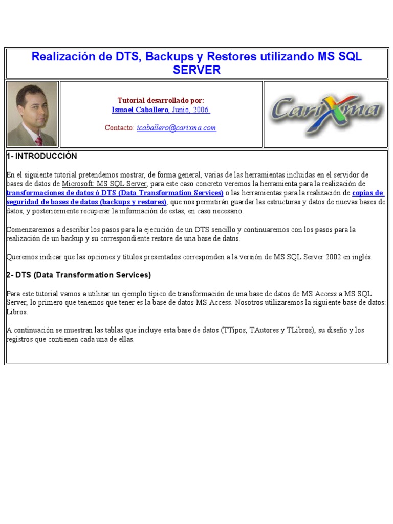 Sql Server Importar Exportar Datos Usando Dts Descargar Gratis Pdf