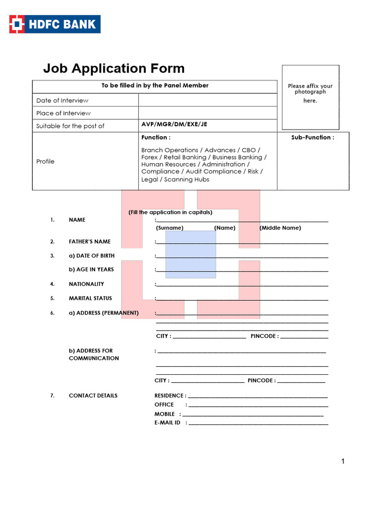 HDFC Joining Form | PDF | Justice | Crime & Violence