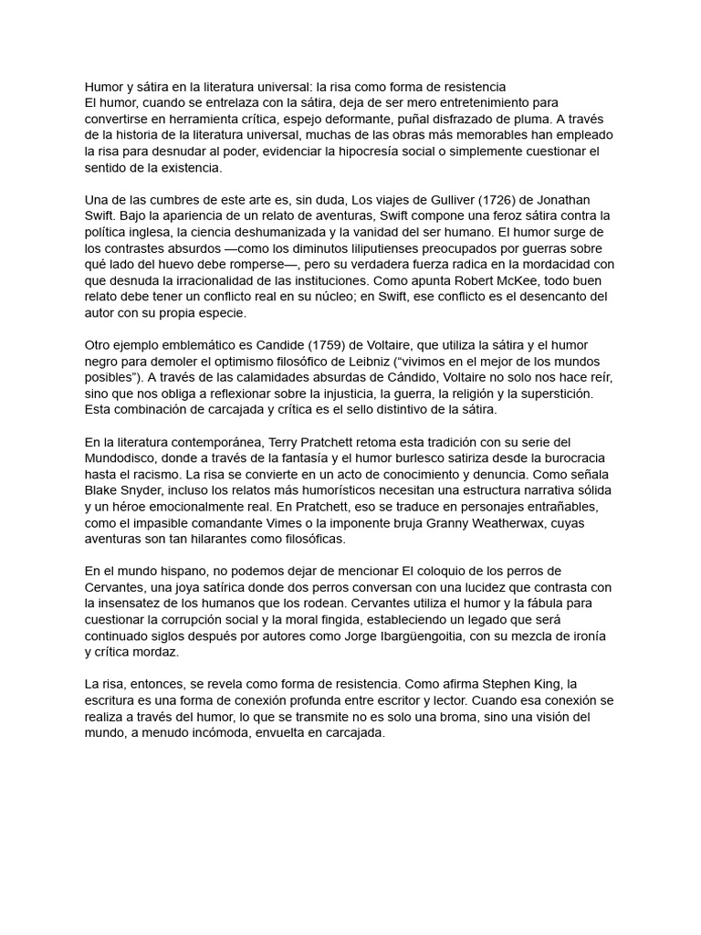 El Humor en La Literatura | PDF | Humor | Parodia
