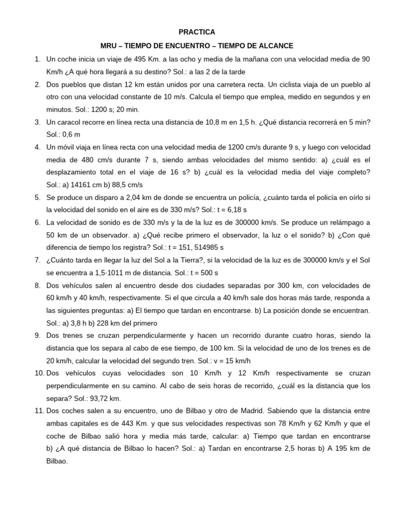 Practica de Mru - Encuentro - Alcance | PDF | Velocidad | Dom