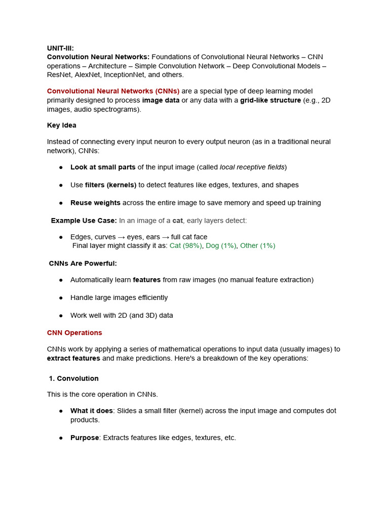 UNIT-III Convolution Neural Networks | PDF | Cognitive Science | Computational Neuroscience