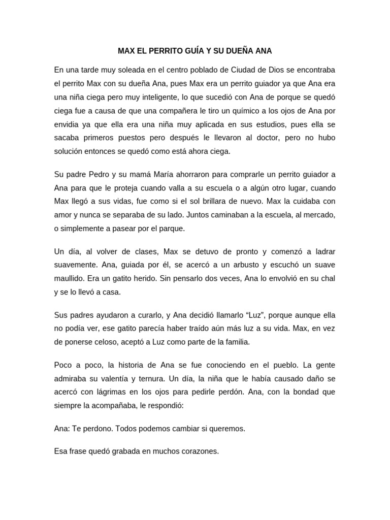 Max El Perrito Guía y Su Dueña Ana | PDF | Amor