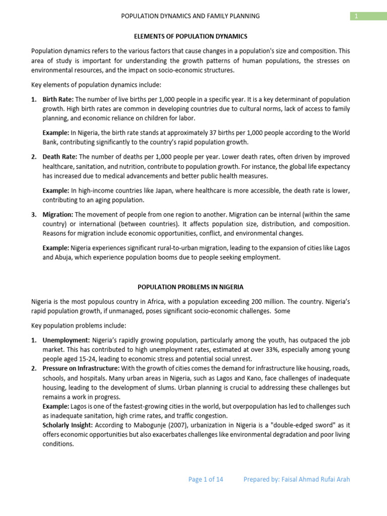 Population Dynamic and Family Planning Handout | PDF | Cost Of Living ...