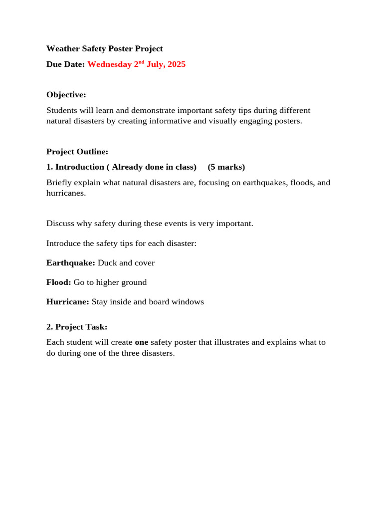 Weather Safety Poster Project STD 1 | PDF | Cognition