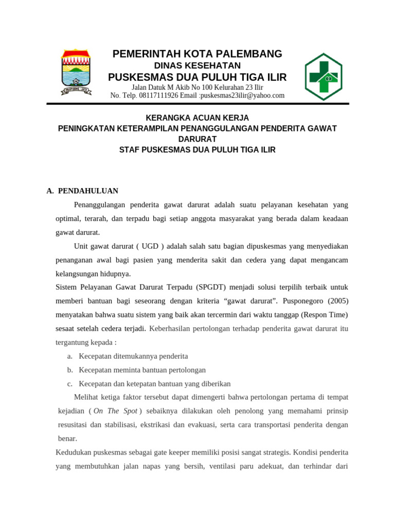 KAK Ruang Tindakan FIX | PDF