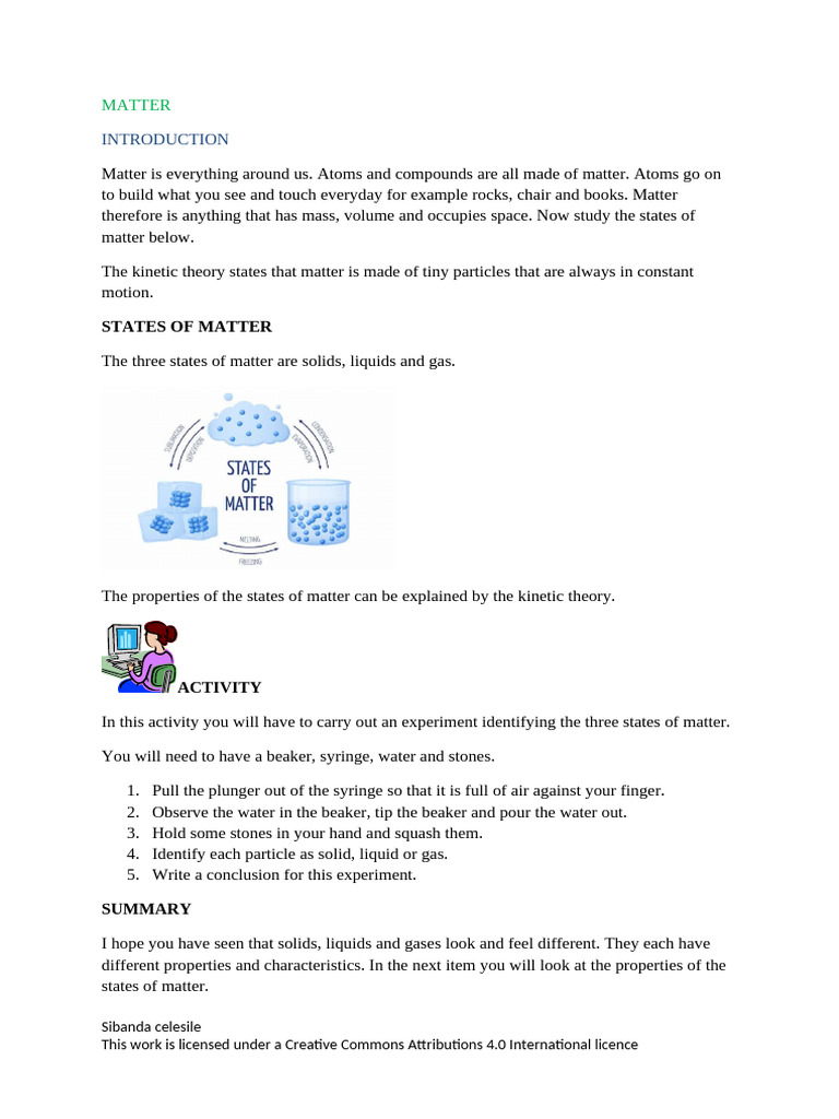 Chemistry - F 1 Matter-States of Matter | PDF