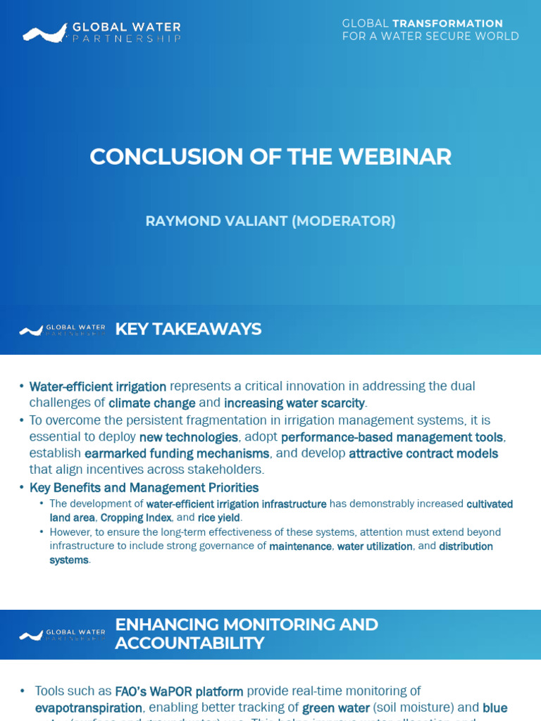 Conclusion of The Webinar | PDF | Irrigation | Governance