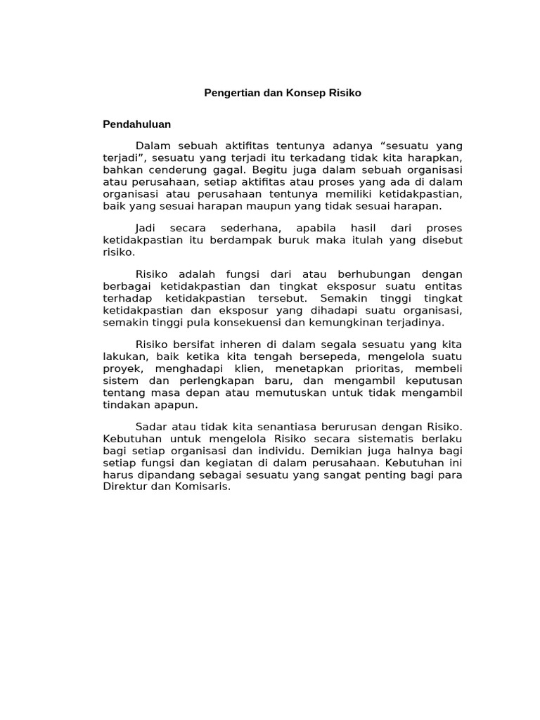01 Pengertian Konsep Risiko | PDF