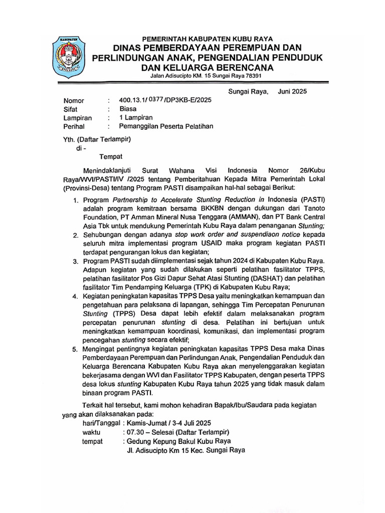 Undangan TPPS Desa 3-4 Juli 2025 | PDF