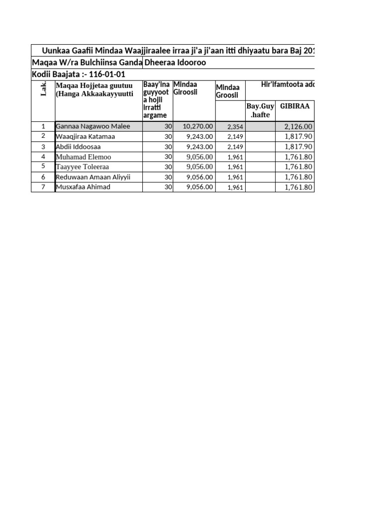 Mindaa Hojjattoota Gandaa Itti Gaafatamu | PDF