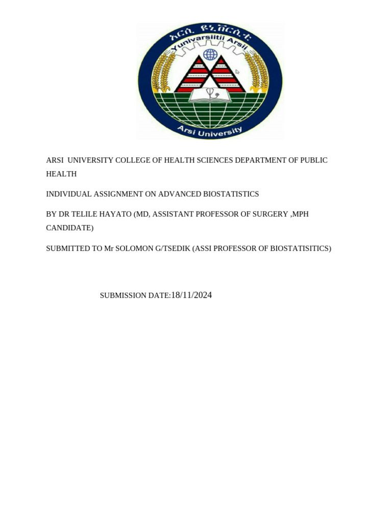 Advanced Biostatics II Individual Assignment | PDF | Coefficient Of Determination | Regression ...