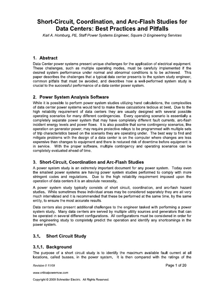 Short-Circuit, Coordination, and Arc-Flash Studies For Data Center | PDF